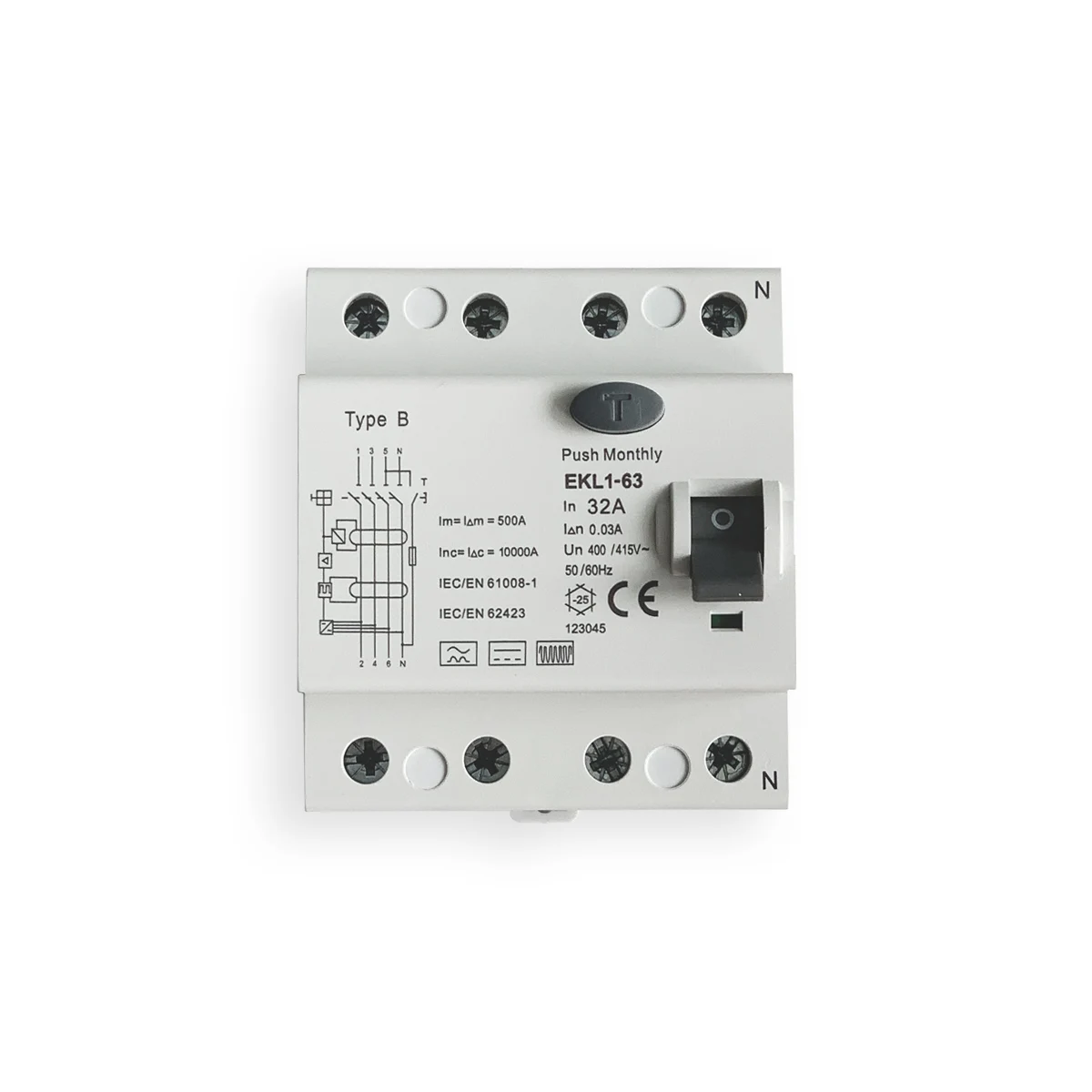 Rcd Type B Residual Current Circuit Breaker Dc Rccb Single Phase 16a 25a 40a 63a Rccb 30ma - Buy ...