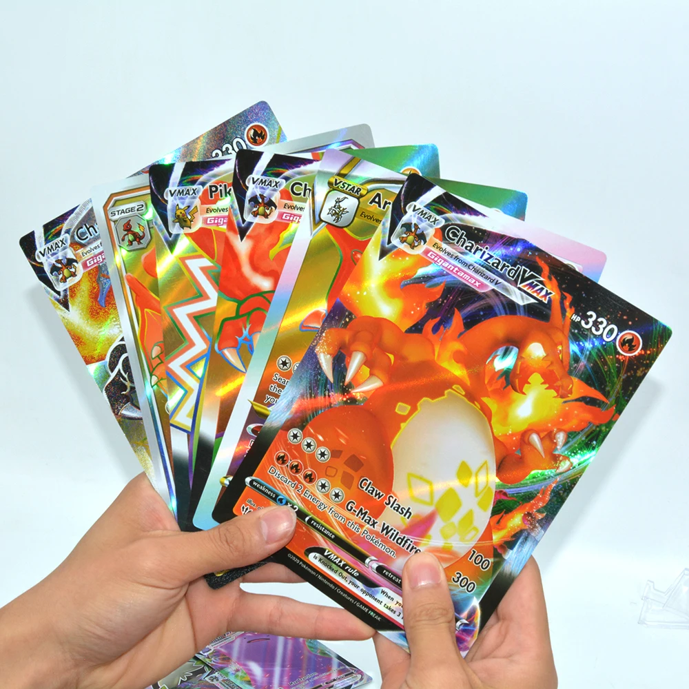 Oversized Shiny Pokemon Trading Cards Collection - Charizard, Pikachu ...