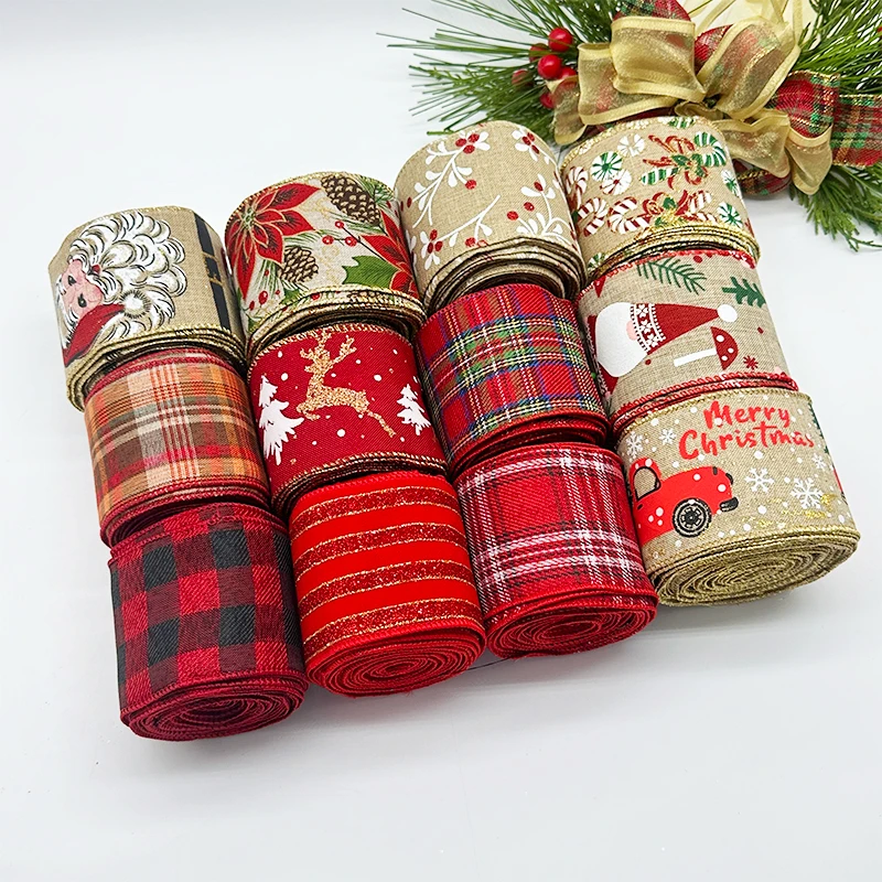 New Design Sustainable Print Wire Edge Ribbon Christmas Decor Element ...