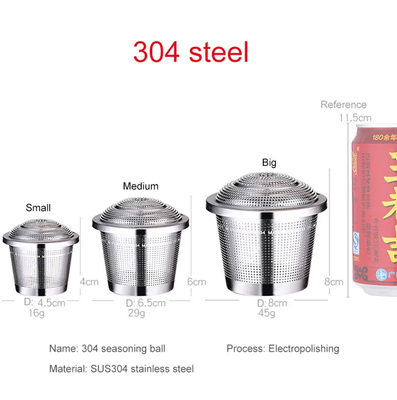 304 Stainless Steel Tea Maker Filter Silver Large Medium Small Size Tea ...