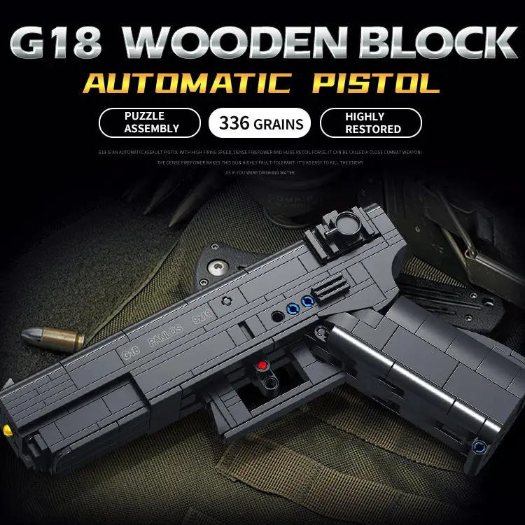 G18 Automatic Pistol 336pcs Educational Building Block Guns Kids Gift ...