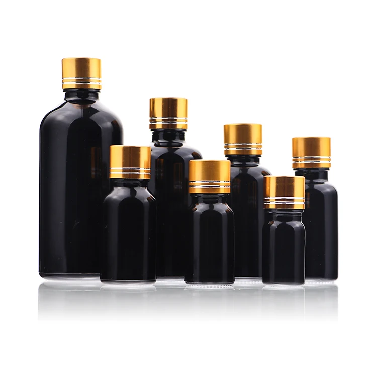 Glossy Black Tincture Bottles Glass Dropper Serum Bottle 5ml 10ml 15ml ...
