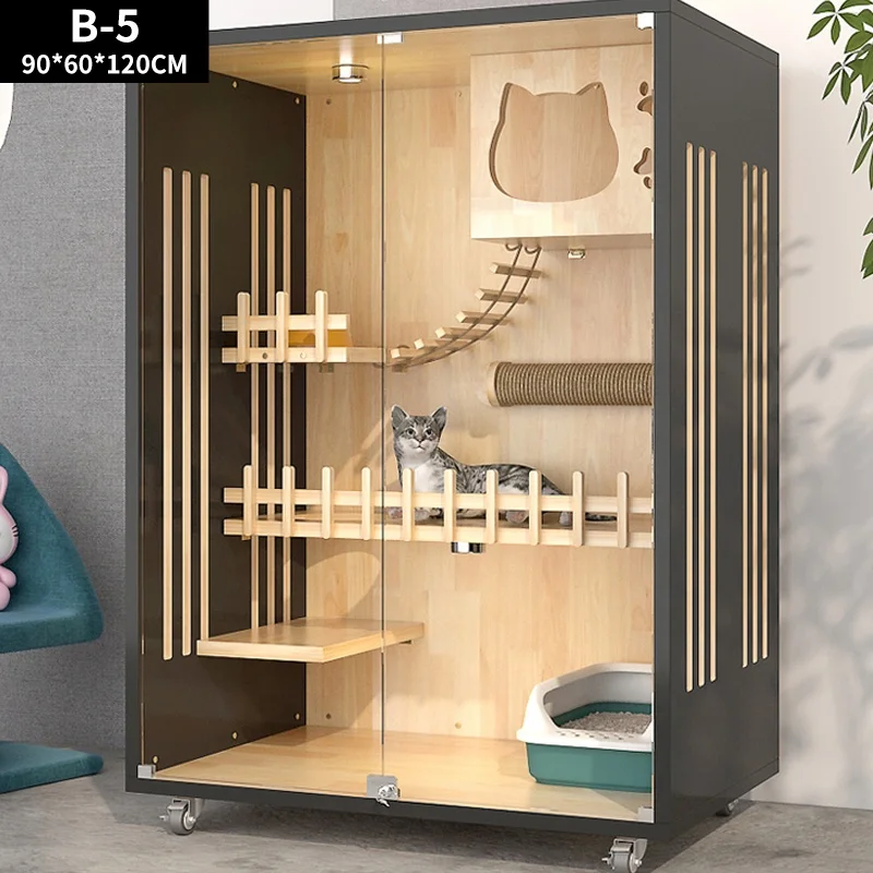 Luxury Indoor Cat House Two Storey Deluxe Compartment Cat Villa - Buy ...