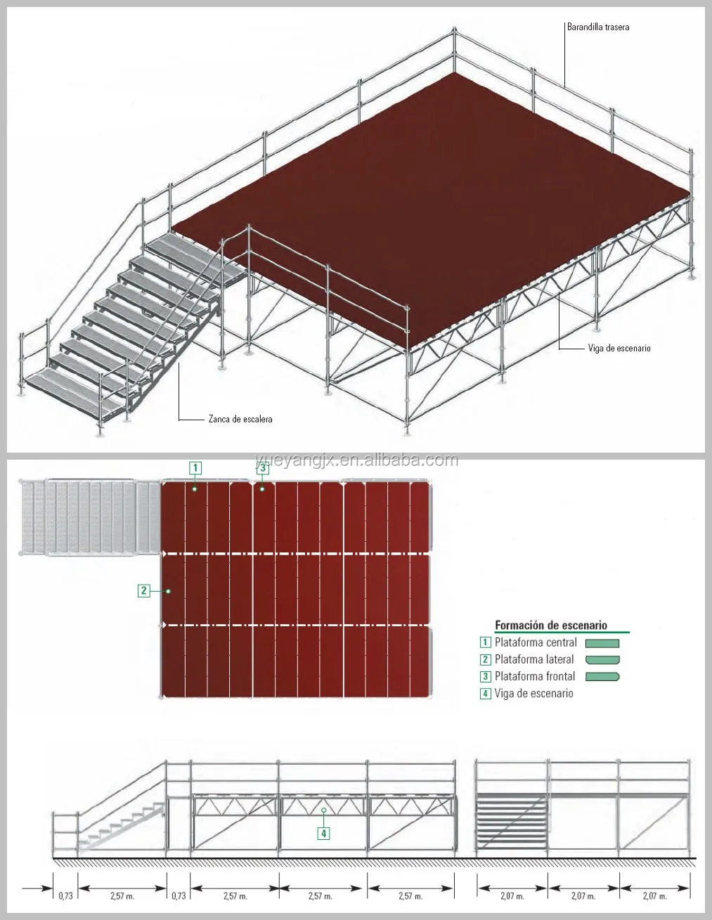 Outdoor Raised Platform Stage System in Layher Style for Events