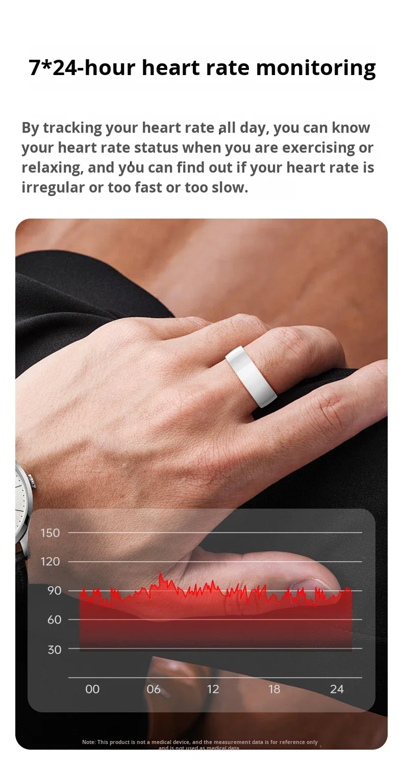 Ceramic R1000 Smart Ring Heart Rate Blood Pressure Sleep Blood Oxygen ...