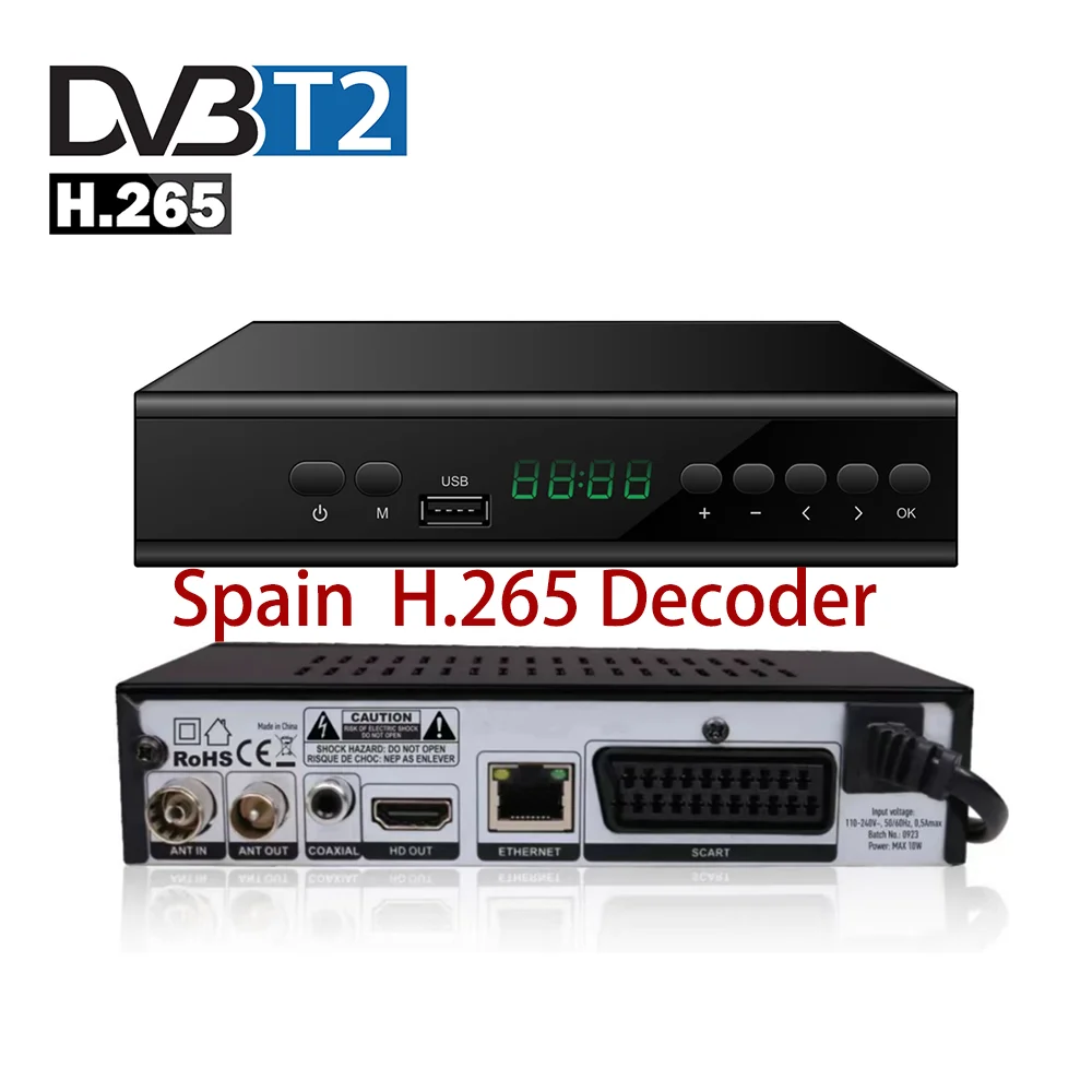 Spain Dvb-t2 H.265 Hevc Tdt Decoder With Rj45 Lan Port Set Top Box Receiver 168mm - Buy Dvb-t2 H ...