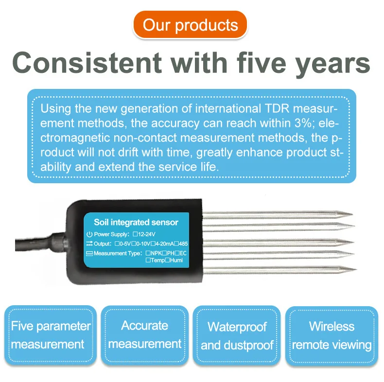 Rs485 4g Lorawan Ethernet Smart Farming 7 In 1 Soil Ph Npk Temperature Moisture Conductivity Ec ...