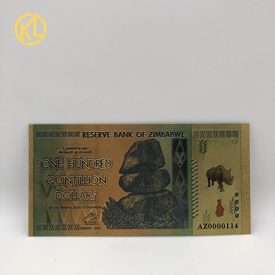 Zimbabwe Gold Banknote - 1 Centillion Dollars Collection