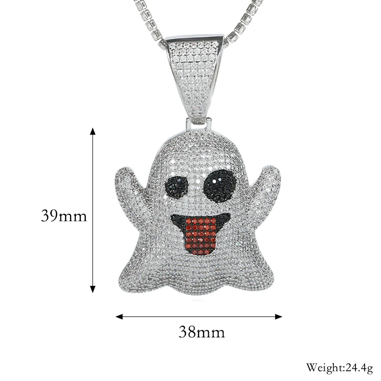 Halloween Iced Out Ghost Pendant For Men's Hiphop Jewelry Gold And ...