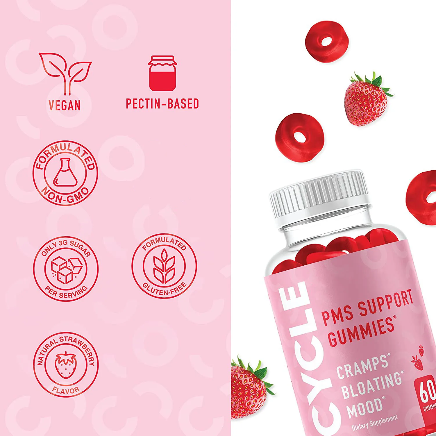 Pms Relieves Gummies Female Hormone Balance Cycle Supports Vegetarian ...