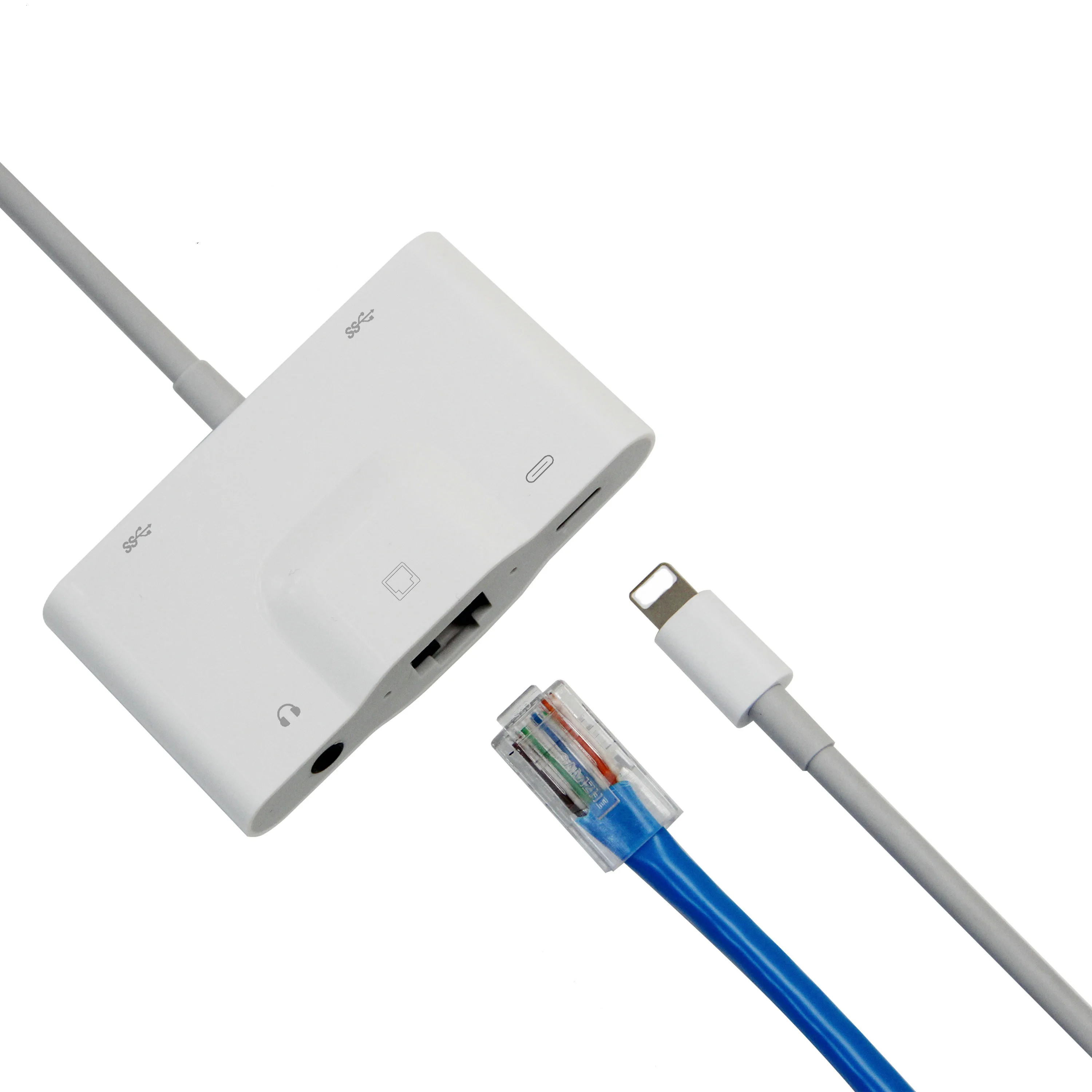 3.5mm Female Audio Jack Adapter 8pin Otg Camera With Charging Port ...