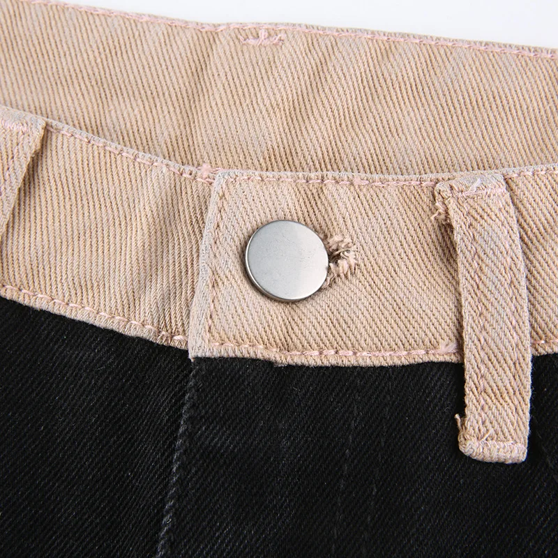 2021 Kot Pantolon Autumn High Waist Slim Color Matching Straight Leg ...