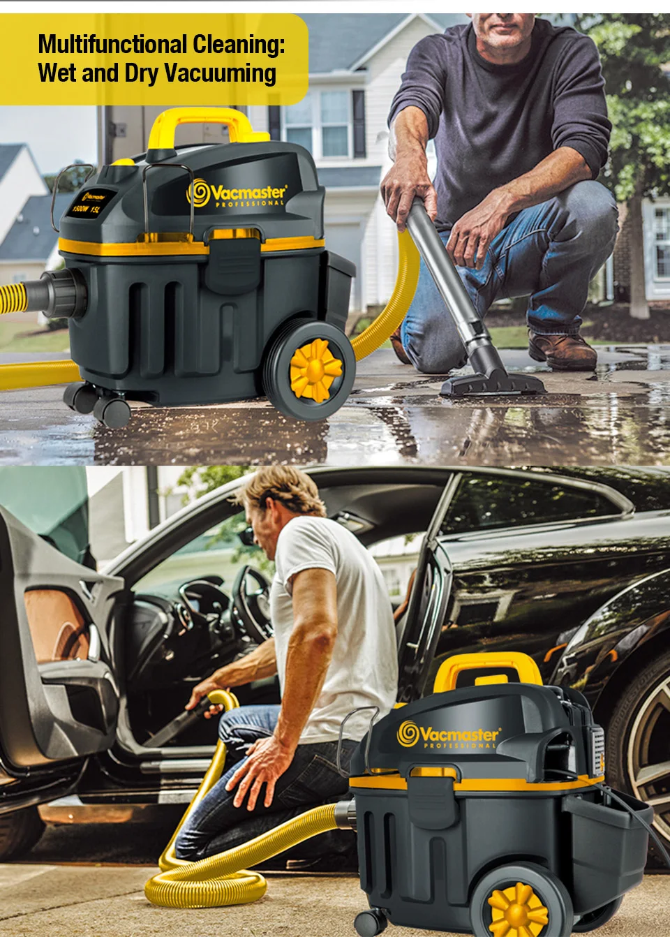 Vacmaster 1500W Power Suction - Wet and Dry Canister Vacuum