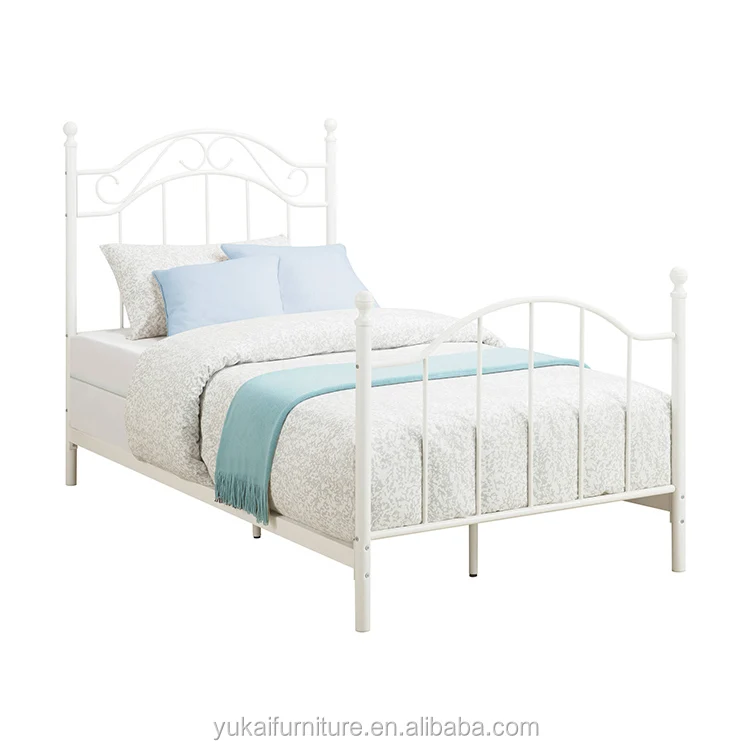 White Color Metal Bed With Wrought Metal Frame Design For Home-hotel ...
