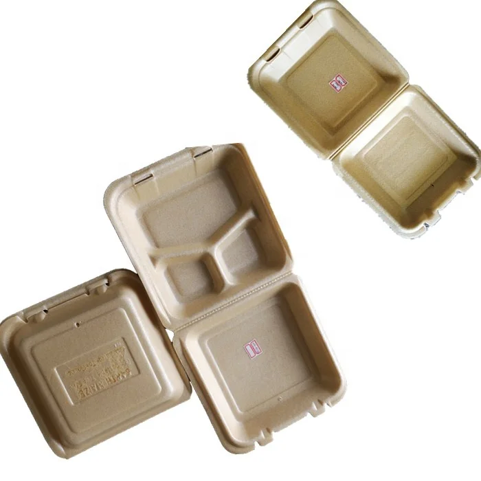 Cornstarch White Foam Square Take Out Food Container Pla Clamshell Foam ...