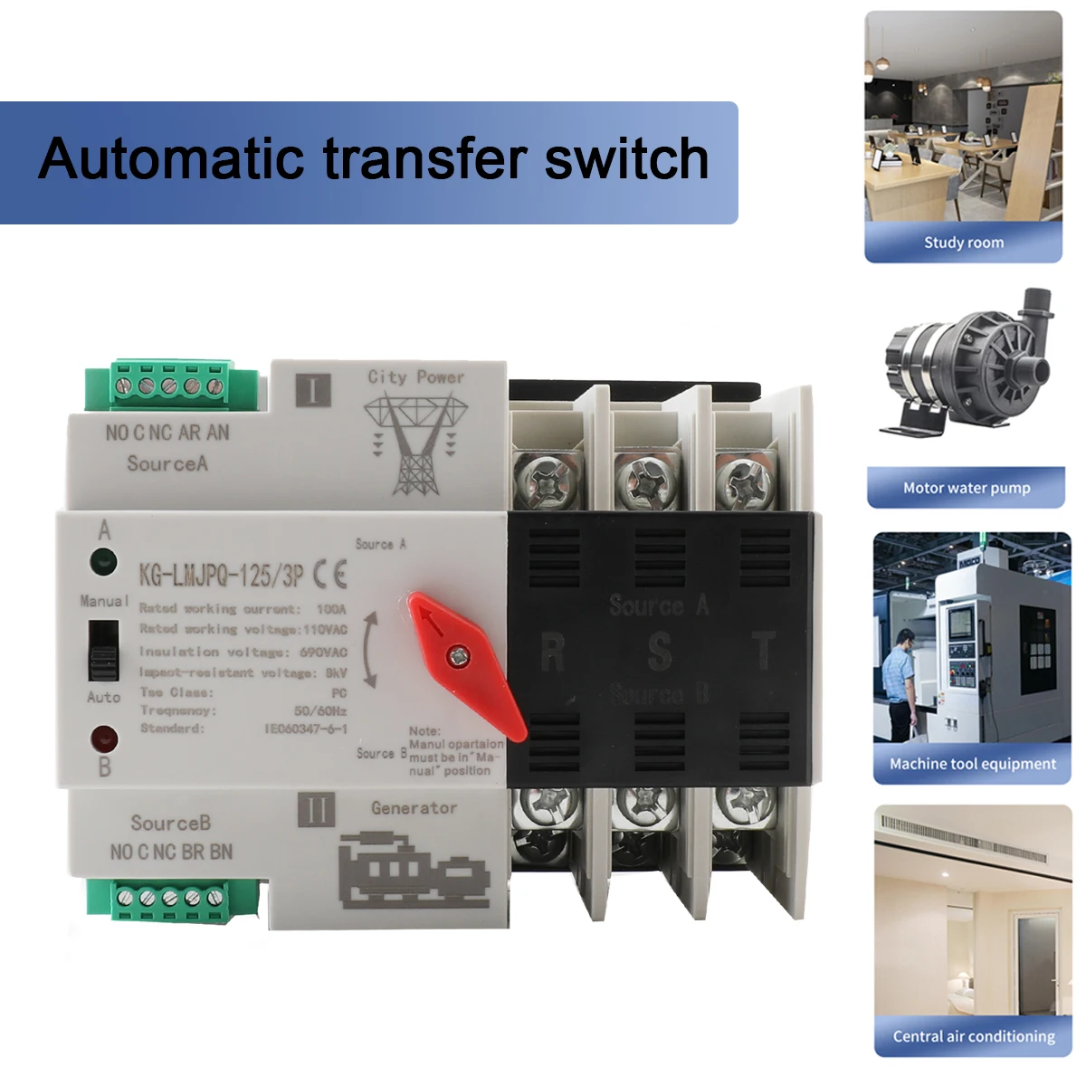 Wholesale 110v 100a 3p Changeover Circuit Breaker Dual Power Automatic ...