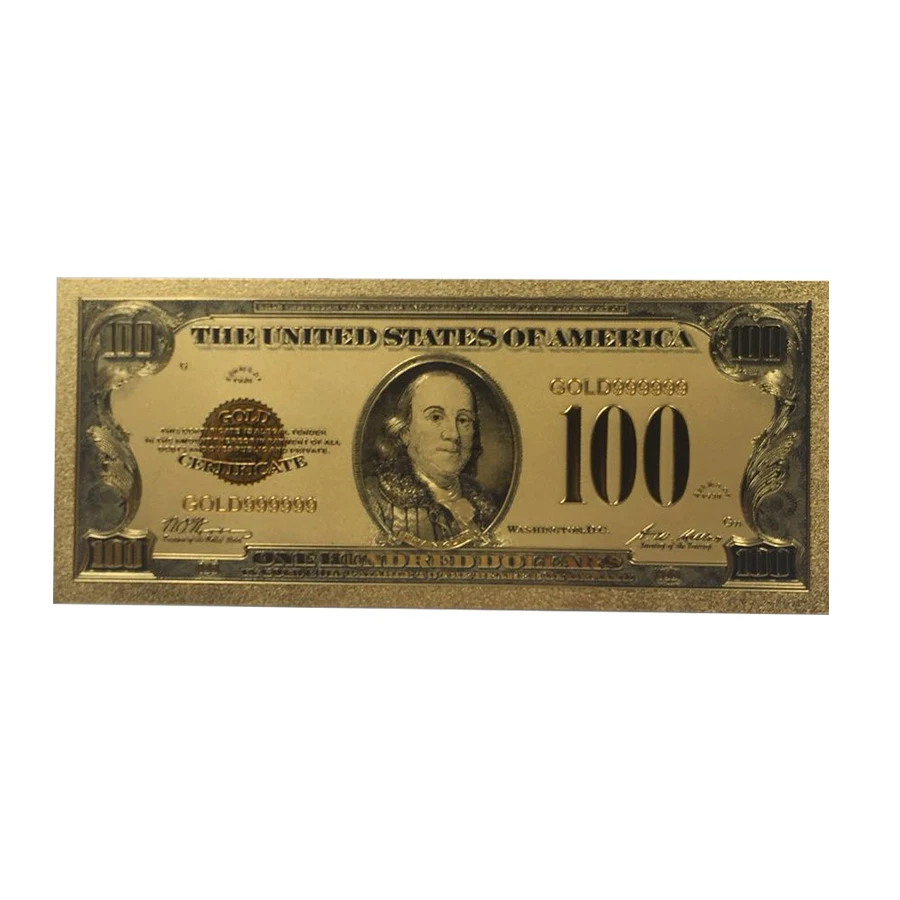 24k Gold Leaf 1928 USA 100 Dollar Banknote - Custom Design