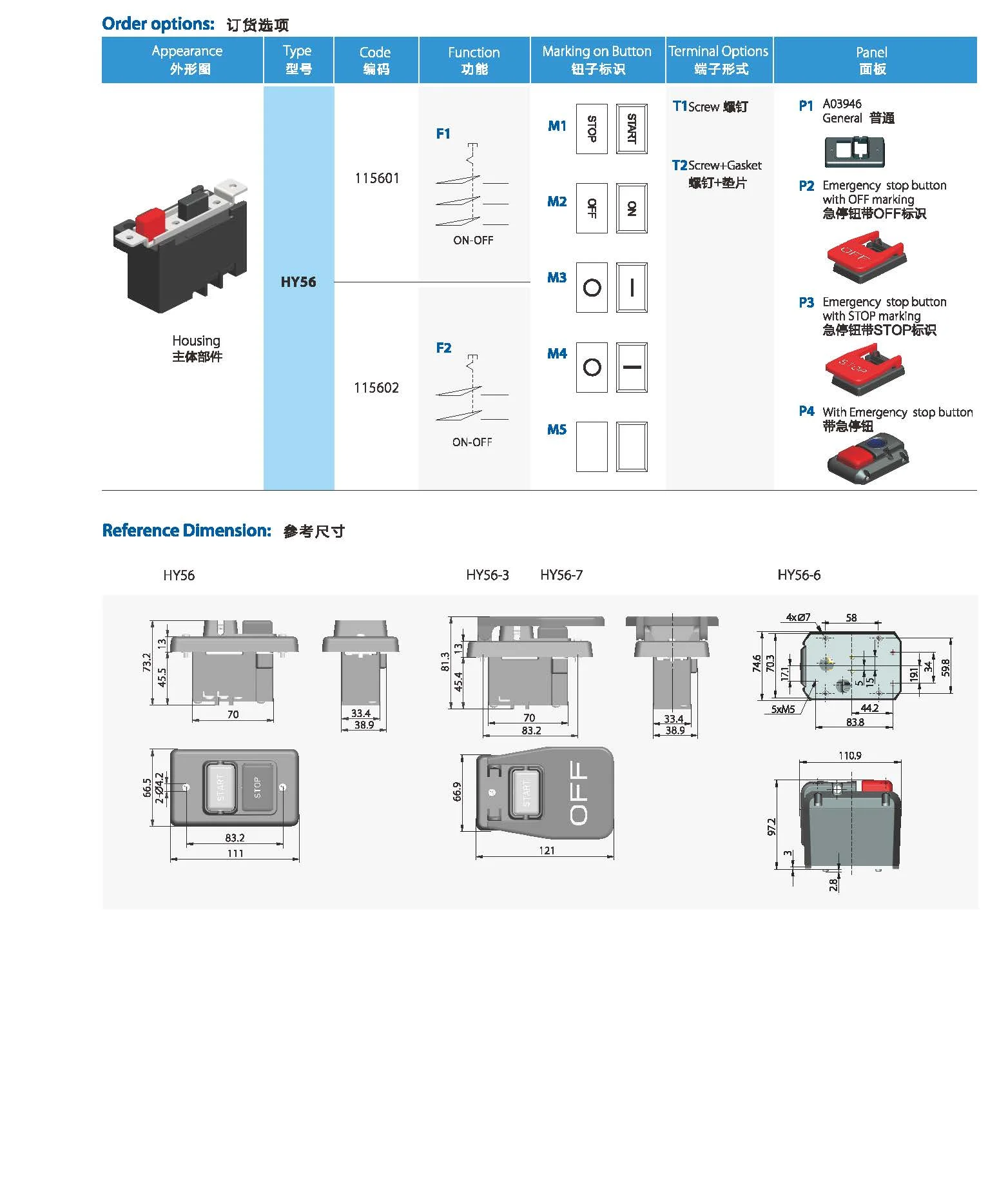 KEDU HY56 Large Table Saw Paddle Switch - High Level Protection