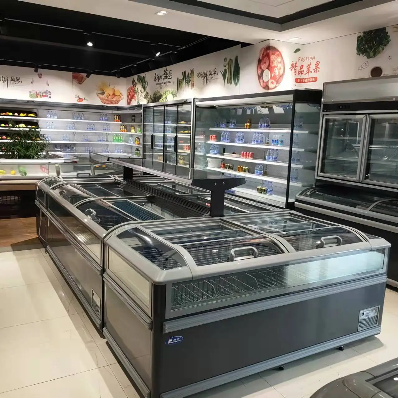 Supermarket Frozen Display Stand Refrigerated Freeze Display Counter ...