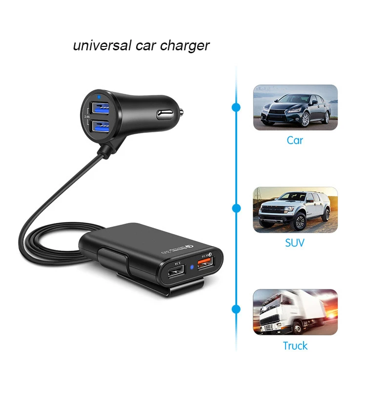 Multifunction Mini Fast Charging 4 Ports USB Car Charger