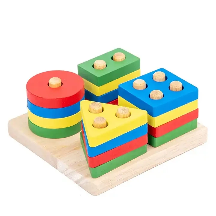 Baby Wooden Educational Toys Rainbow Building Blocks Stacking Toys Game ...