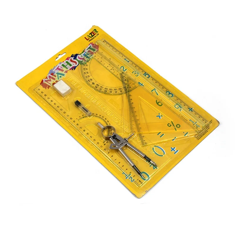 12 Pcs Math Geometry Set Transparent Pvc Stationery Compass Drawing Set ...