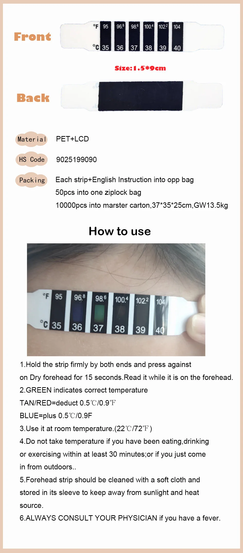 Stock Household Adhesive Lcd Disposable Plastic Forehead Baby ...