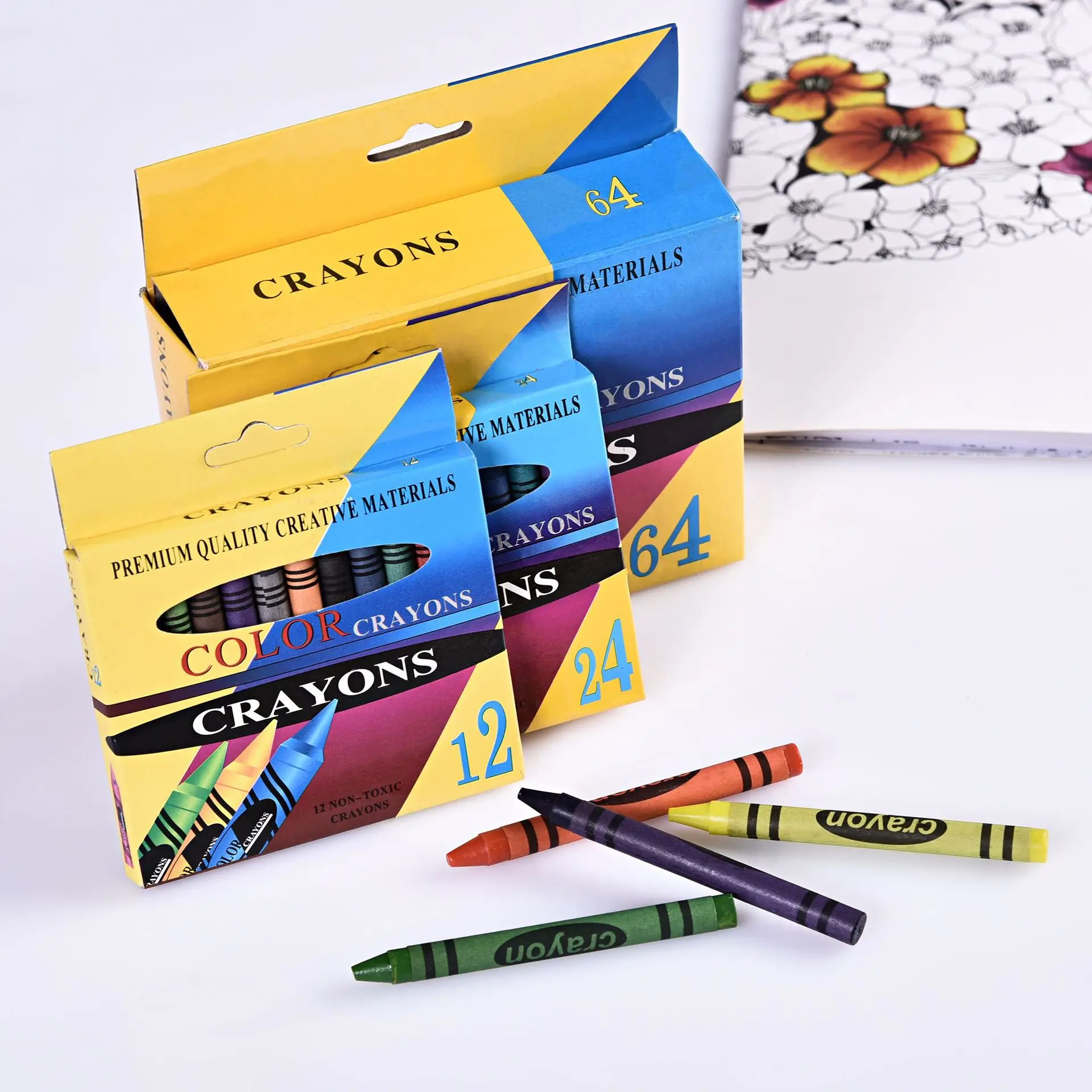 Hot Selling 24 X9 Cm Wax Crayons in Color Box Personalized Crayons