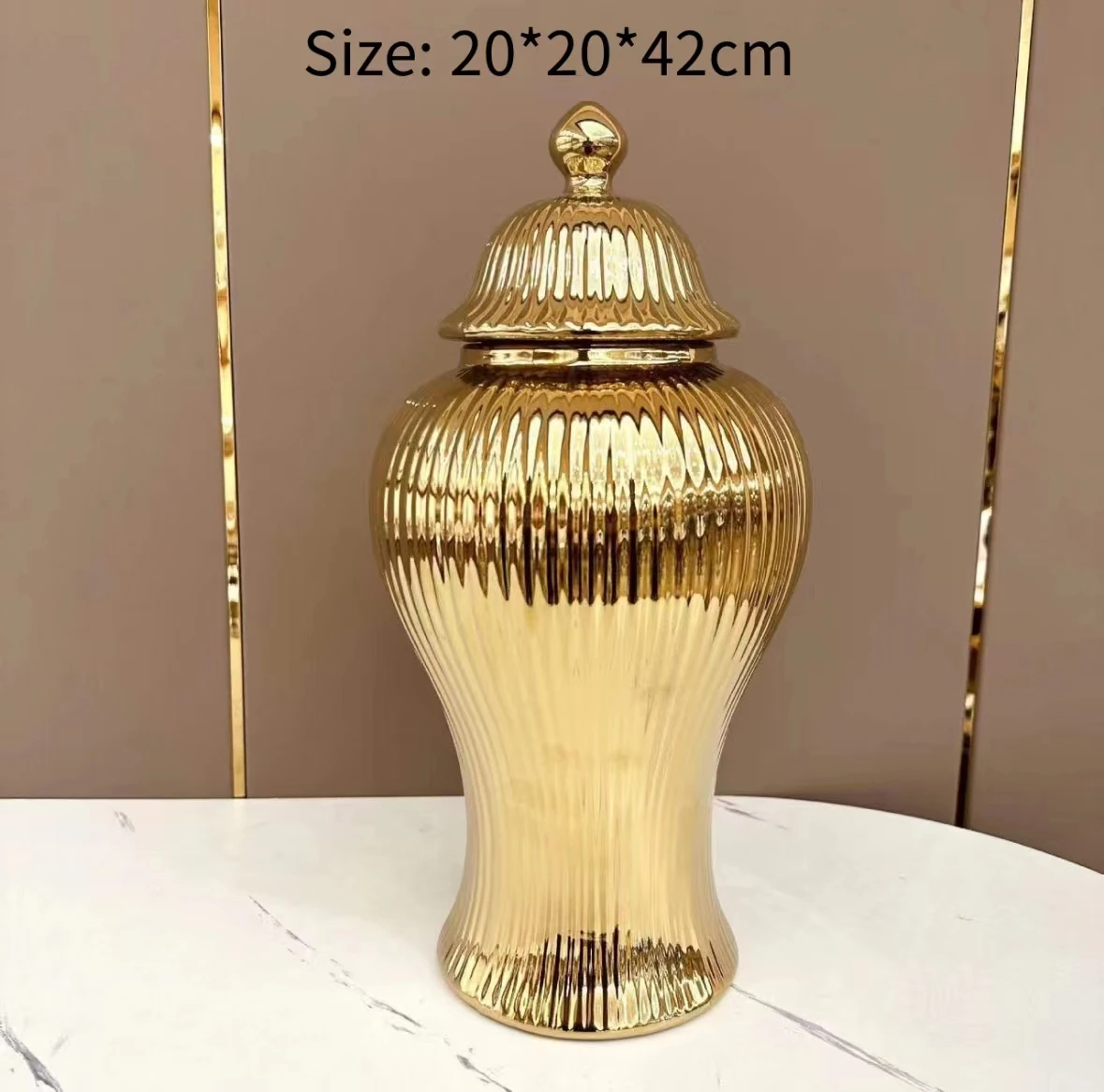 New Item Ceramic Gold Ginger Jar Set Luxury Home Decor Porcelain Flower ...