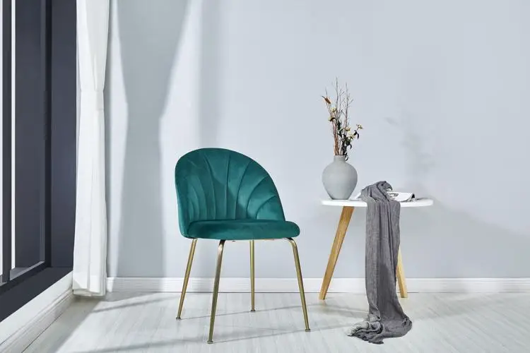 Circle Back Dining Chair - Modern Velvet & Gold Legs