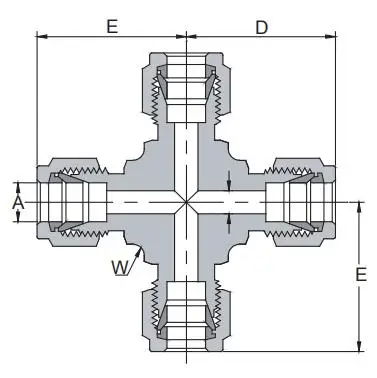 Cross Type Fittings - 4 Way Union Hydraulic Tube Compression