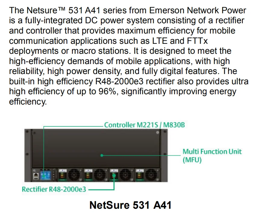Emerson Vertiv Embedded Power Supply System Vertiv Netsure 531 A41 With ...