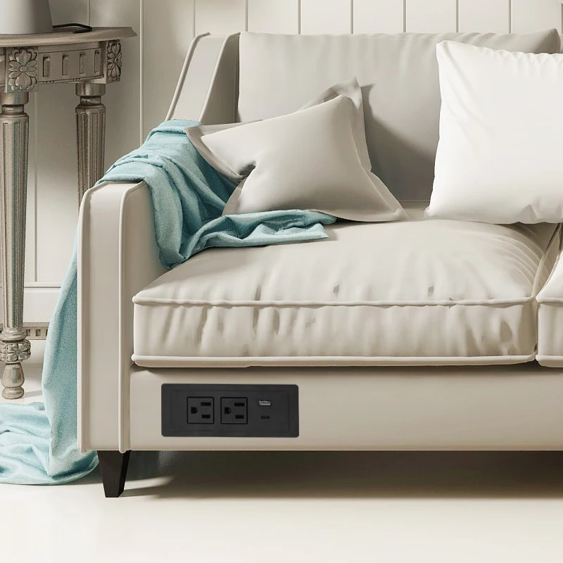 US Power Rectangular Desk Flush Mounted Electrical Socket with USB Type-c