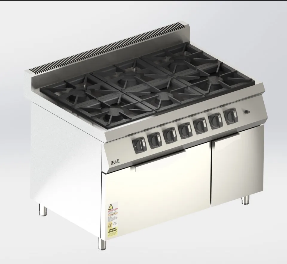 Cooker Gas Range 6 Burner W. Standard Gas Oven & Cabinet 1250 X 700 X ...