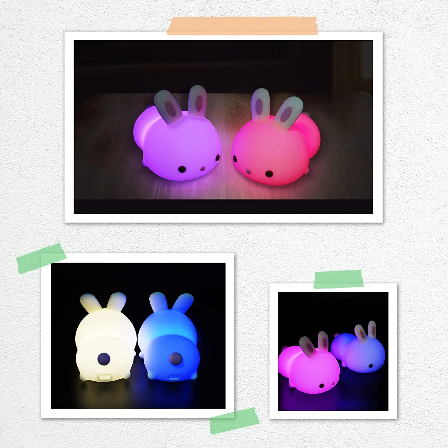 Cute Squishy Bunny Night Light - Nursery Color Changing Led Decor Sleep ...