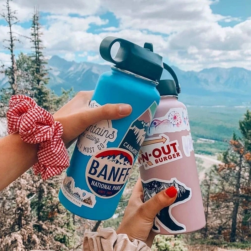 18 Oz Kolf Water Fles Met Stro Sport Cartoon Sticker Vsco Meisje Fles ...