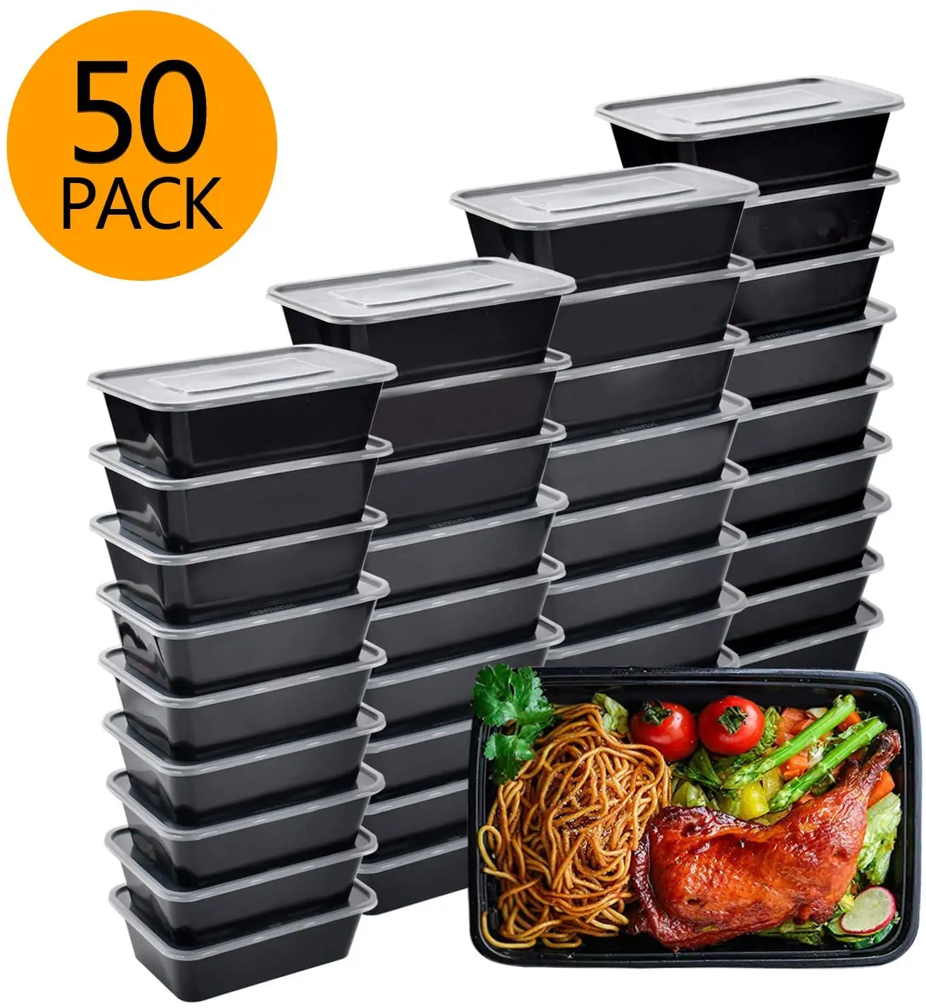 Hot Selling Meal Prep Containers 50 Pack/750ml Reusable Plastic Food ...