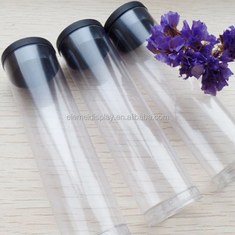 Clear Plastic Tube With Black Lid For Candy Or Gift. 9cm Long And 2cm ...