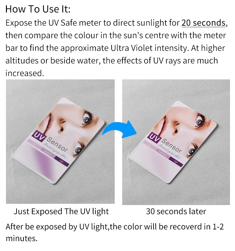 Free Stock Sample Plastic UV Sensor Test Card - Cutting & OME