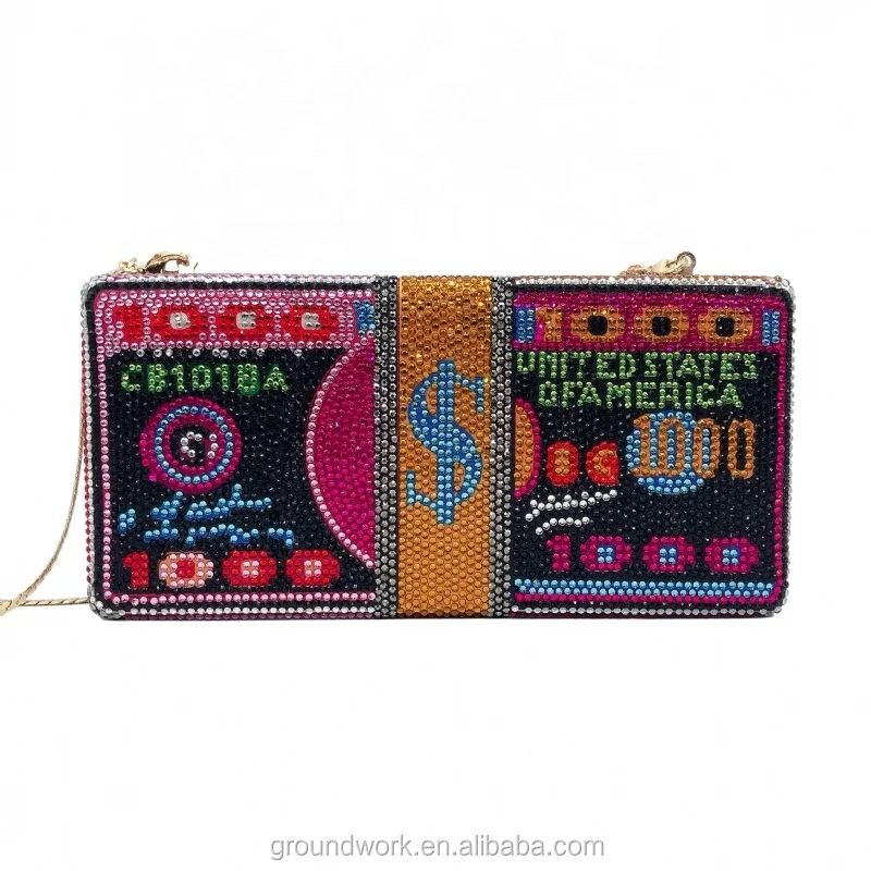 Gw Dinner Purses Cash Crystals Women Money Evening Diamond Bling Clutch ...