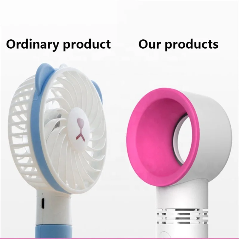 Mini Hand Crank Fan Usb Held Rechargeable Cooler Free Bladeless Handy ...