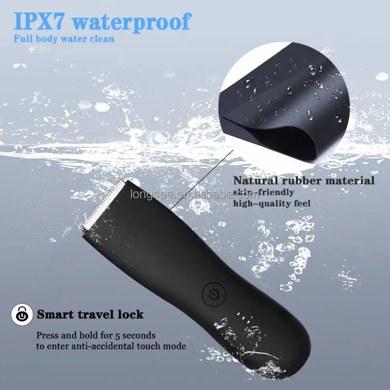 Personal Cordless Waterproof Groin Hair Trimmer Safety LED Light ...
