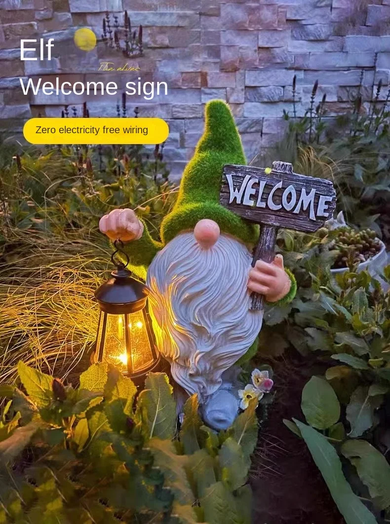 Outdoor Solar Resin Elf Dwarf Ornaments Fleshy Garden Landscape ...