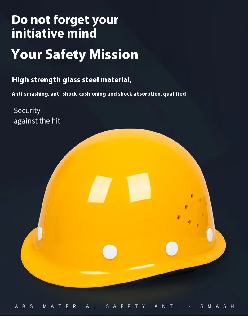 EN397 Certified FRP Construction Site Helmet Thickened Fiberglass ...