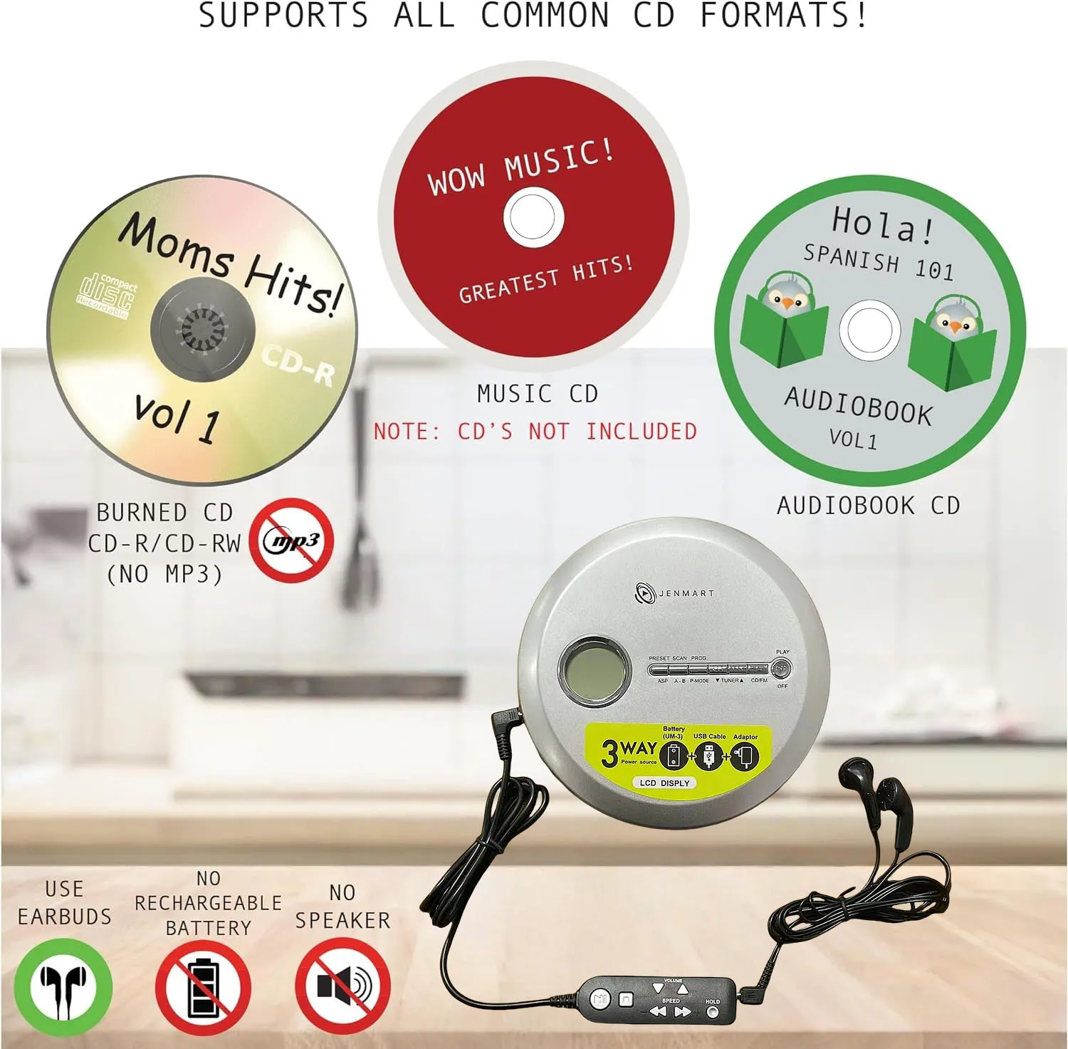 Personal Portable CD Player - Discman CD/MP3 Audio Player