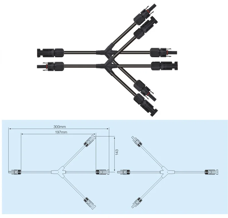 Ip68 Waterproof 1500v Junction Box Y-type 1kv 1.5kv 10awg 12awg 14awg ...