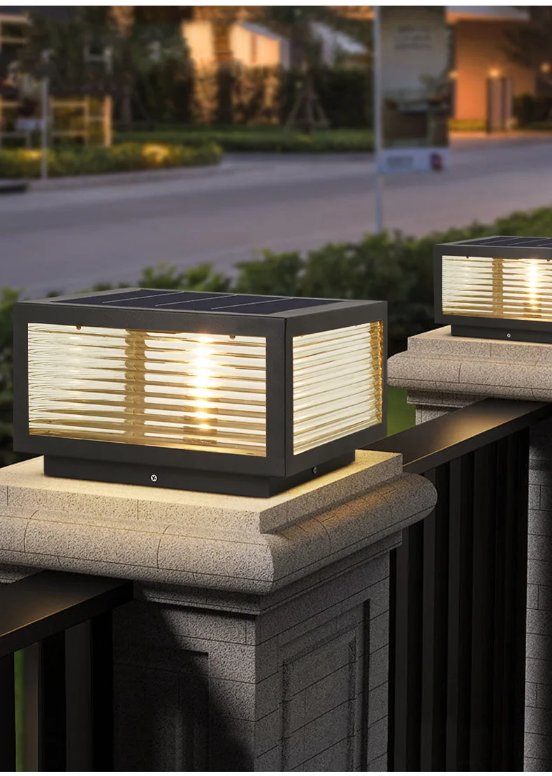 Modern E27 Outdoor LED Square Pillar Lamp Black Aluminum IP65 ...