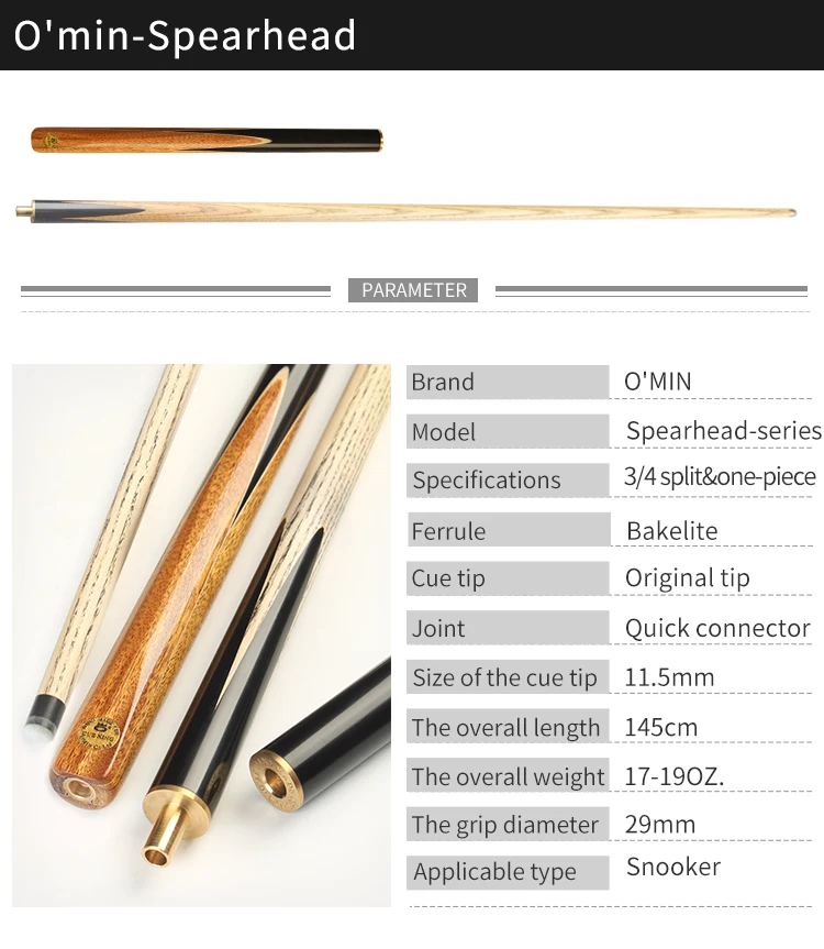O'min cue king series 3/4 Piece pool Snooker Cue Handmade Billiard Cue ...