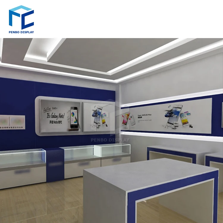 Customized Mobile Phone Shop Interior Design With Display Showcase ...