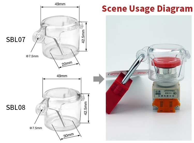 Safety Emergency Stop Lockout Button - Durable & Transparent